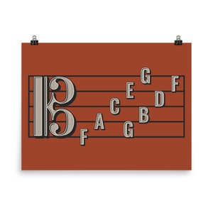 Alto Clef Note Names Poster Music Education Poster, Red - Etsy