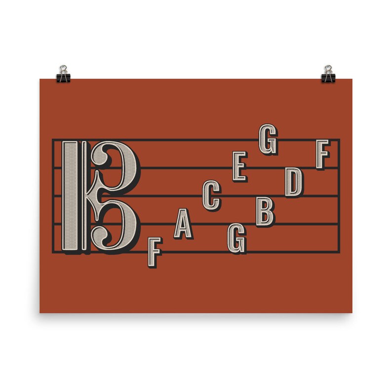 Alto Clef Note Names Poster Music Education Poster Red | Etsy