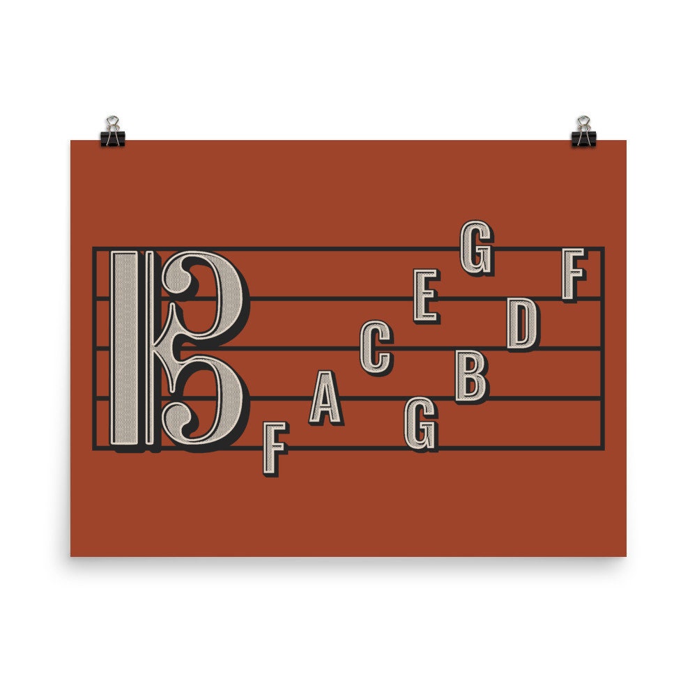 Alto Clef Note Names Poster Music Education Poster Red | Etsy