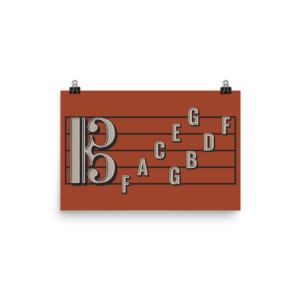 Alto Clef Note Names Poster Music Education Poster Red | Etsy