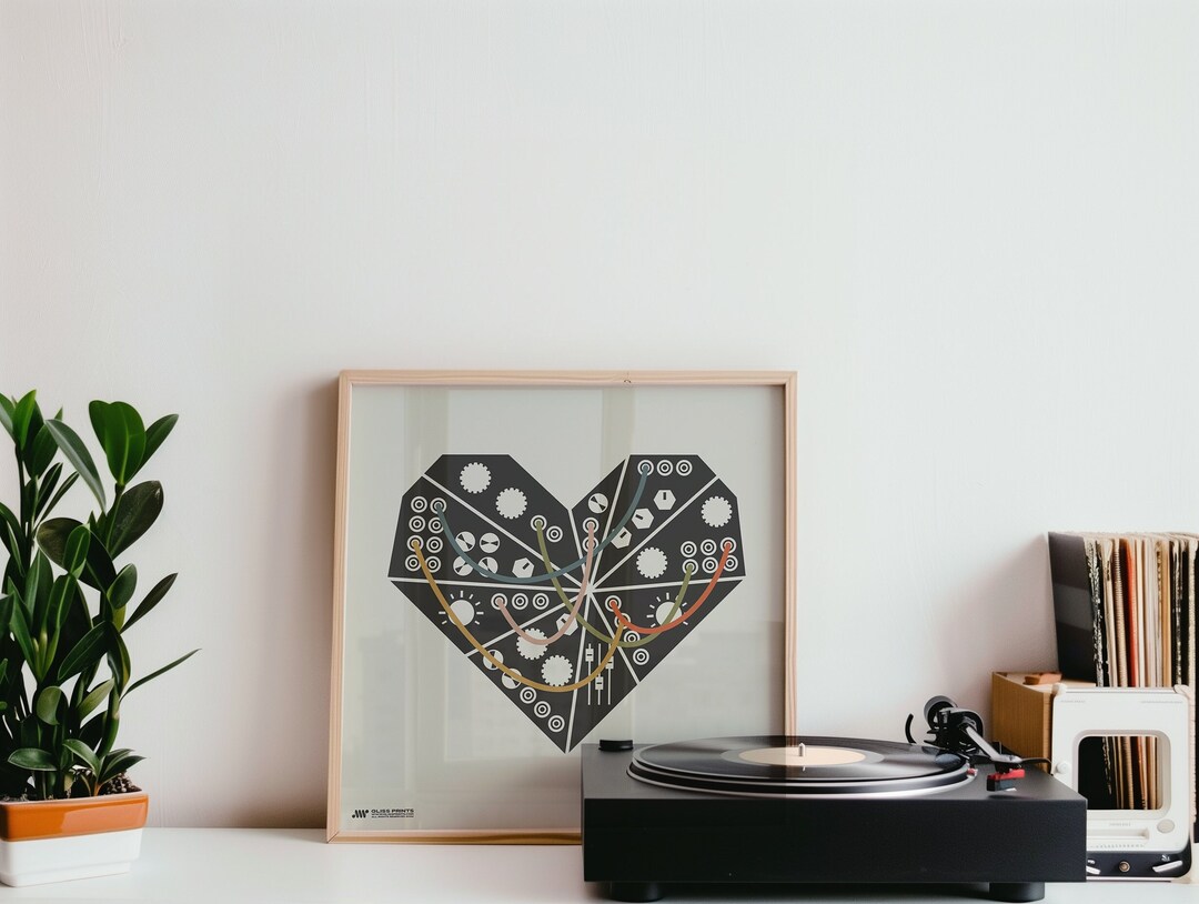 Synthesizer Love Music Poster | Modular Synth Heart Shaped Design ...