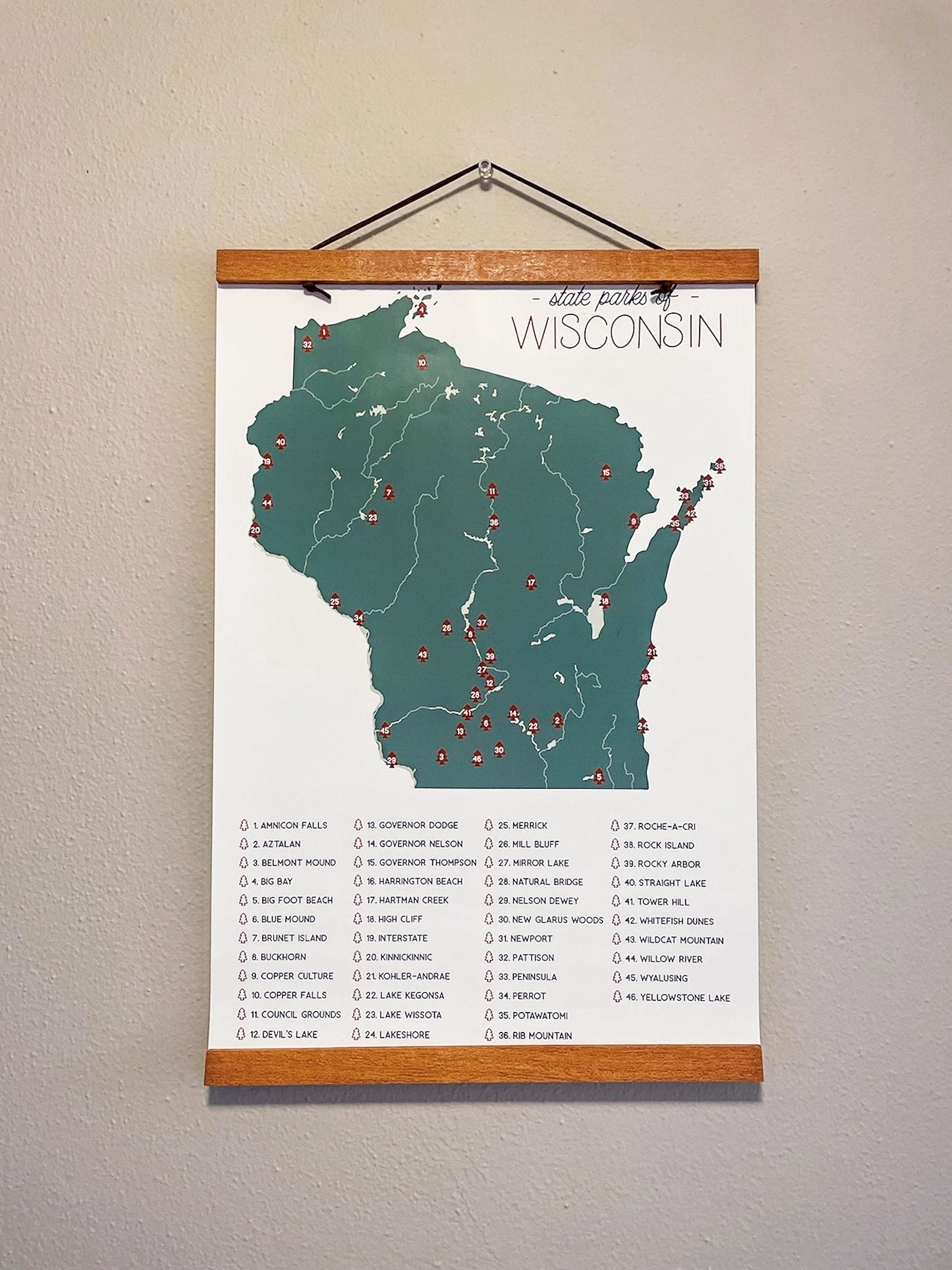 Wisconsin State Parks Illustration Map 12x18 Poster Print | Etsy