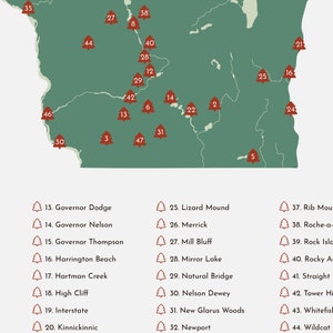 Wisconsin State Parks Illustration Map 12x18 Poster - Etsy