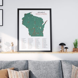 Wisconsin State Parks Illustration Map 12x18 Poster - Etsy