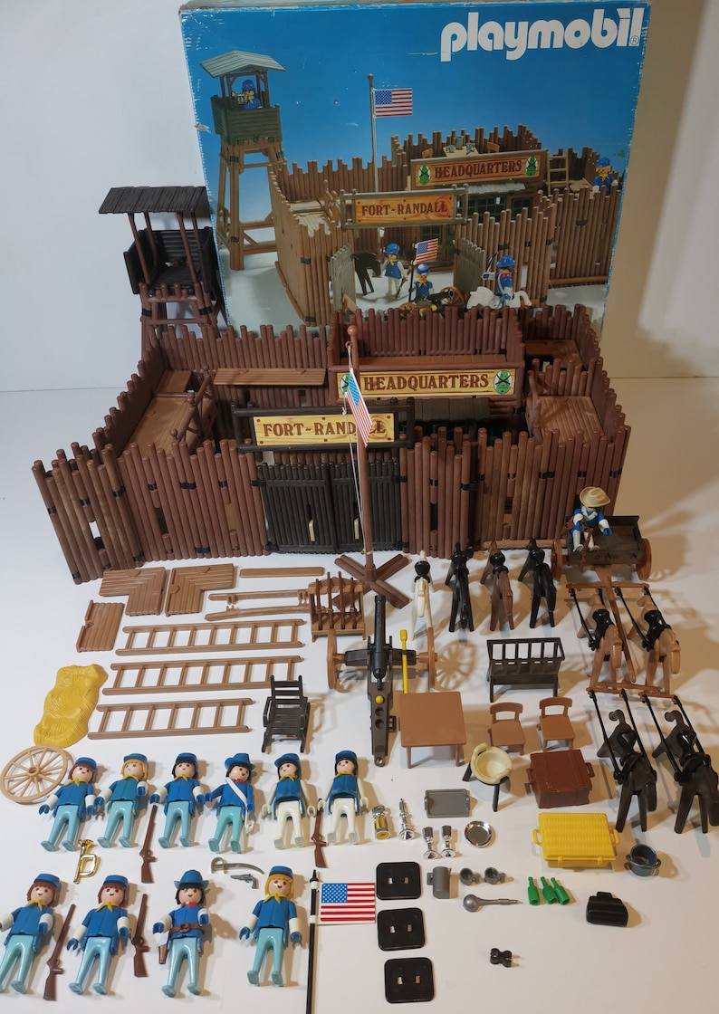 VTG Playmobil Western Civil War, Fort-randall 3419 1980,box., 3242 S1v2 US Kavallerie, 1976-1980 ...