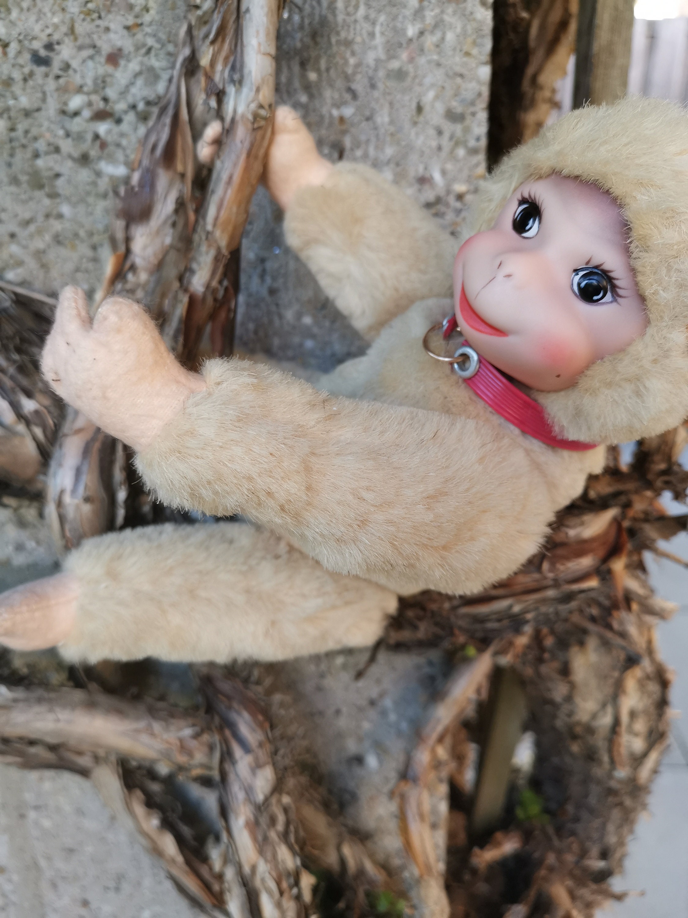 VTG/ Antique Schuko Plush Toy Monkey, Vinyl /rubber Face, Wool Velour ...