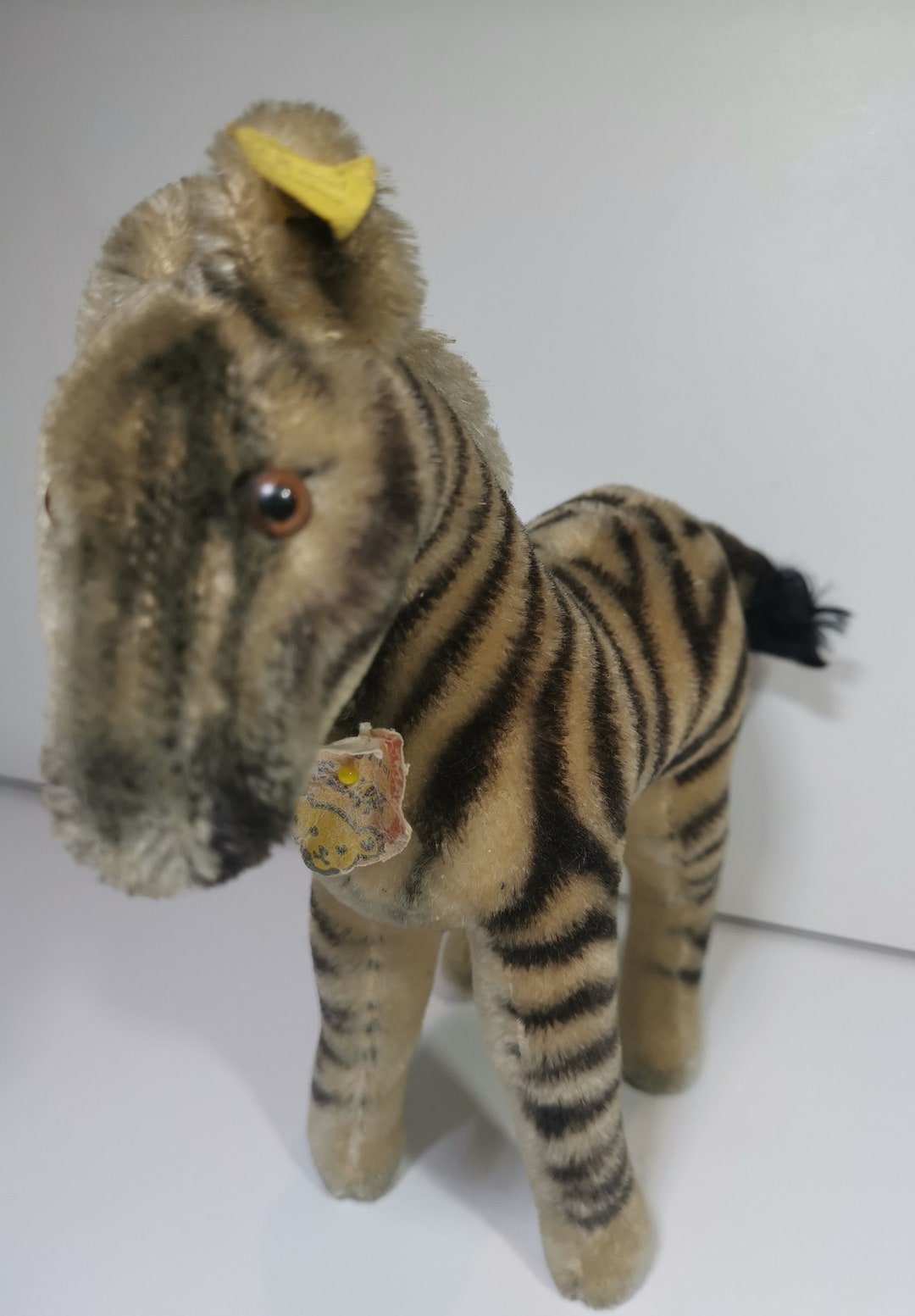 VTG Steiff Zebra Mohair Plush, Belly Squeaker ,23 Cm/9inch ,with Tags ...