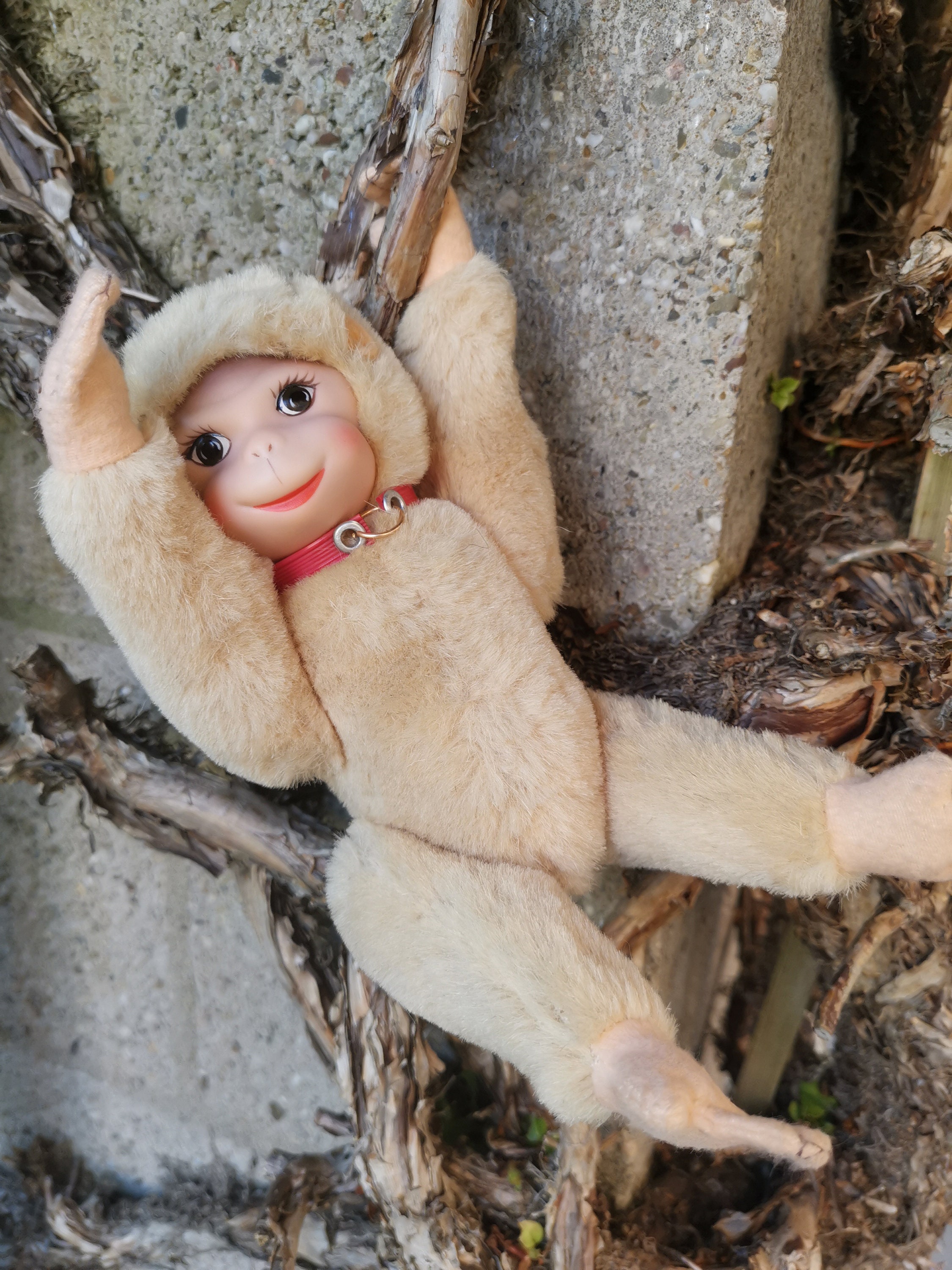 VTG/ Antique Schuko Plush Toy Monkey, Vinyl /rubber Face, Wool Velour ...