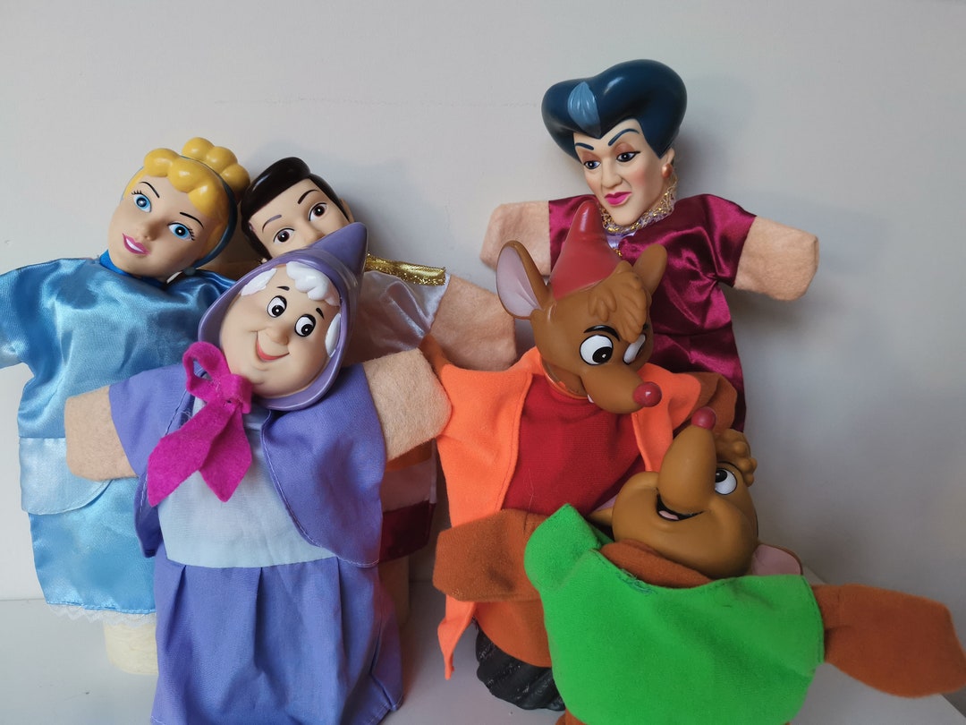 Vintage Hand Puppets, Cartoons Heroes Cinderella Disney, Limited. - Etsy
