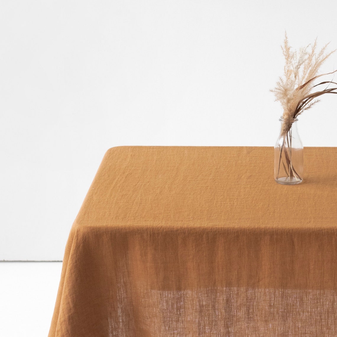 Linen tablecloth Caramel brown. Washed linen tablecloth. | Etsy