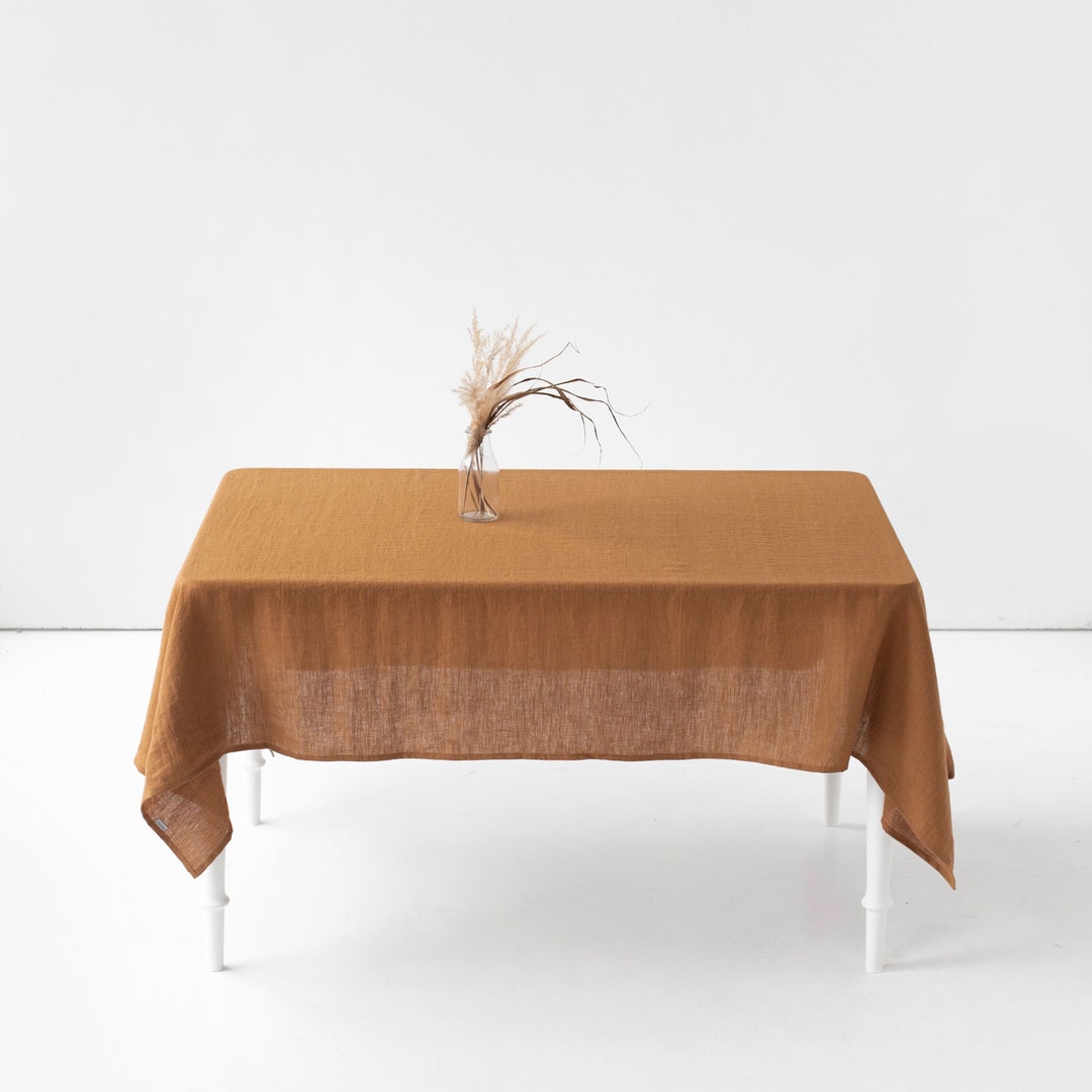 Linen Tablecloth Caramel Brown. Washed Linen Tablecloth. - Etsy