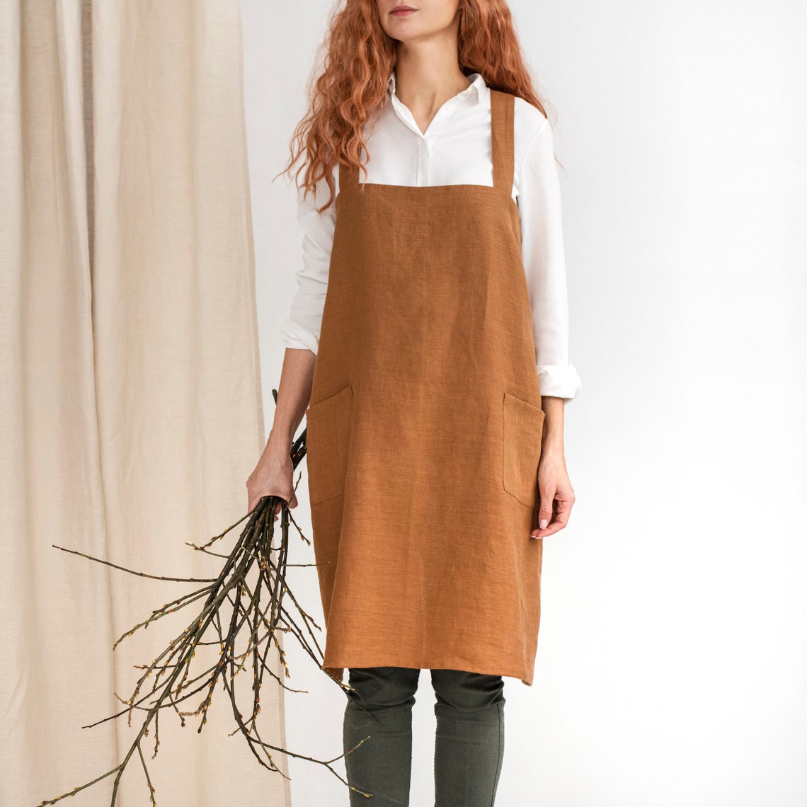Cross Back Apron. Japanese Linen Apron for Woman. Apron for - Etsy