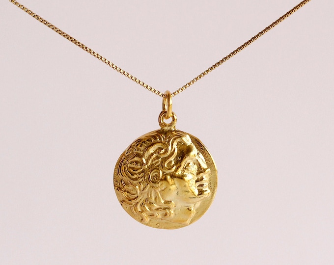 Greek Alexander the Great Gold Coin Necklace, Ancient Greek Gold Disc ...