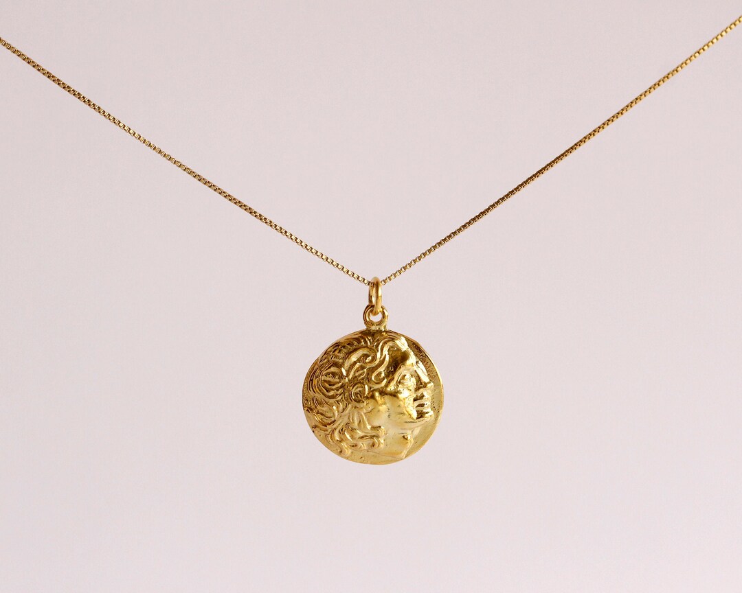 Greek Alexander the Great Gold Coin Necklace, Ancient Greek Gold Disc ...