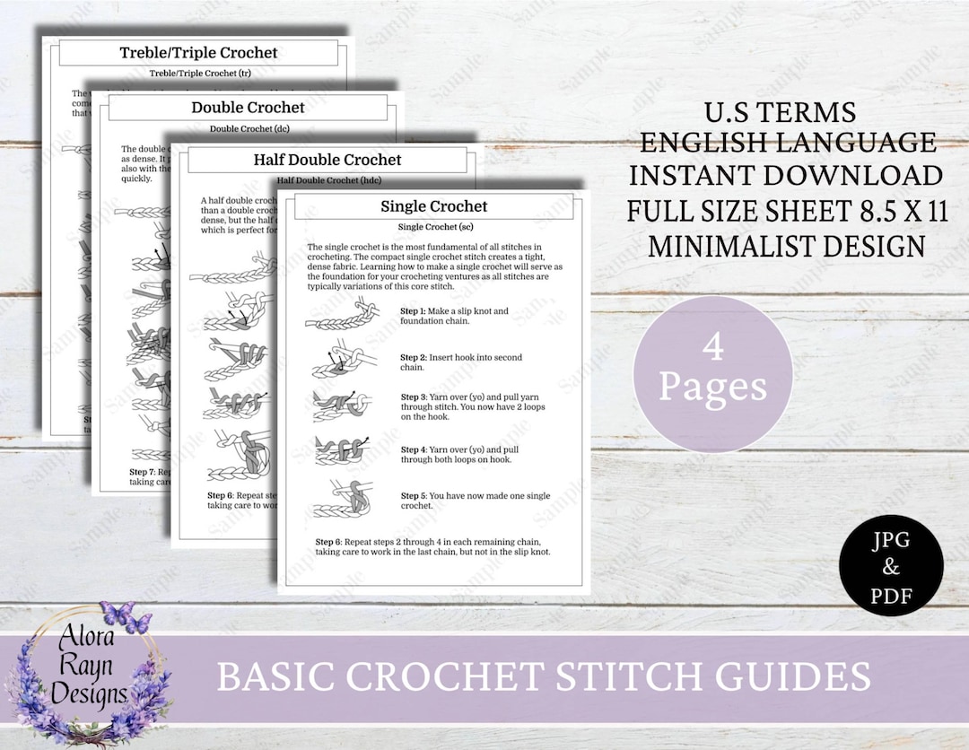 Basic Crochet Stitch Reference Guides, Beginner Crochet Stitch ...