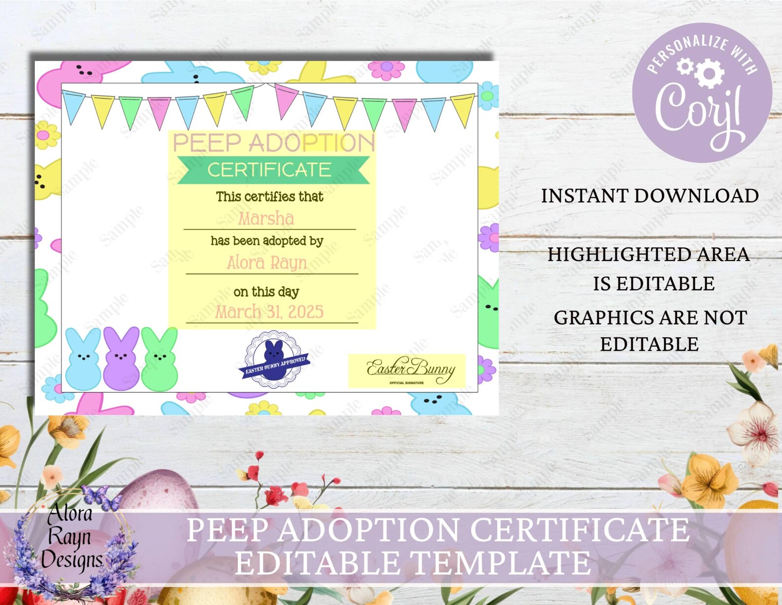 Editable Peep Adoption Certificate, Printable Peep Adoption Official ...