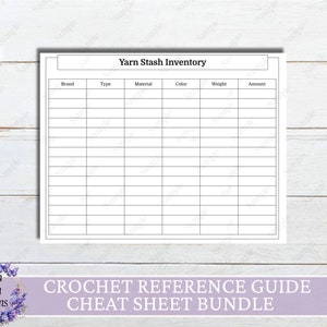 Crochet Reference Guides, Inventory Sheets, and Tags, Printable Crochet ...