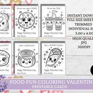 Valentine’s Food Pun Printable Coloring Kids Cards, Food Pun Valentine ...