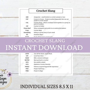 Crochet Slang Reference Guide, Crochet Journal Page, Basic Crochet ...