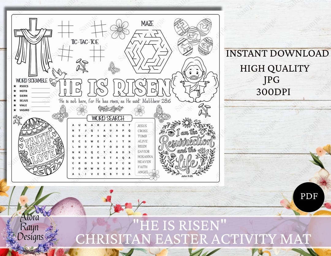 Christian Easter Activity Mat, Kids Easter Printable Sheet, Easter ...