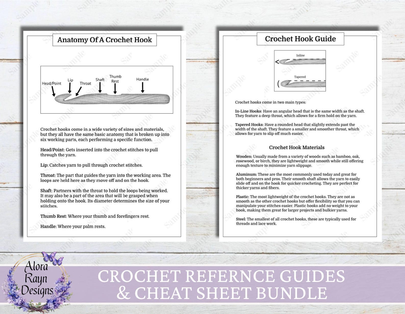 Crochet Reference Guides, Inventory Sheets, and Tags, Printable Crochet ...
