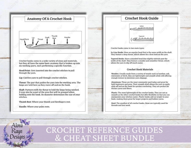 Crochet Reference Guides, Inventory Sheets, and Tags, Printable Crochet ...