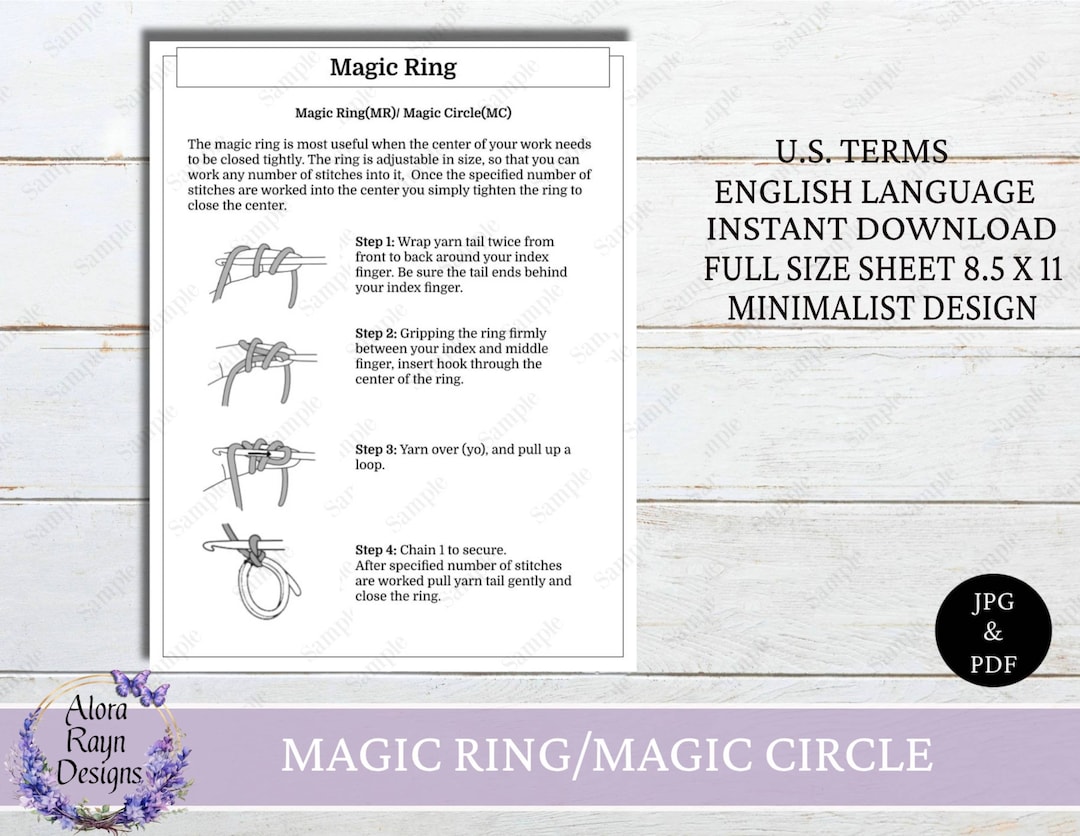 Crochet Magic Ring Reference Guide, Stitch Guide, Basic Crochet Guides ...