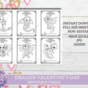 Dragon Valentine's Day Printable Coloring Cards, Dragon Valentine's Day ...