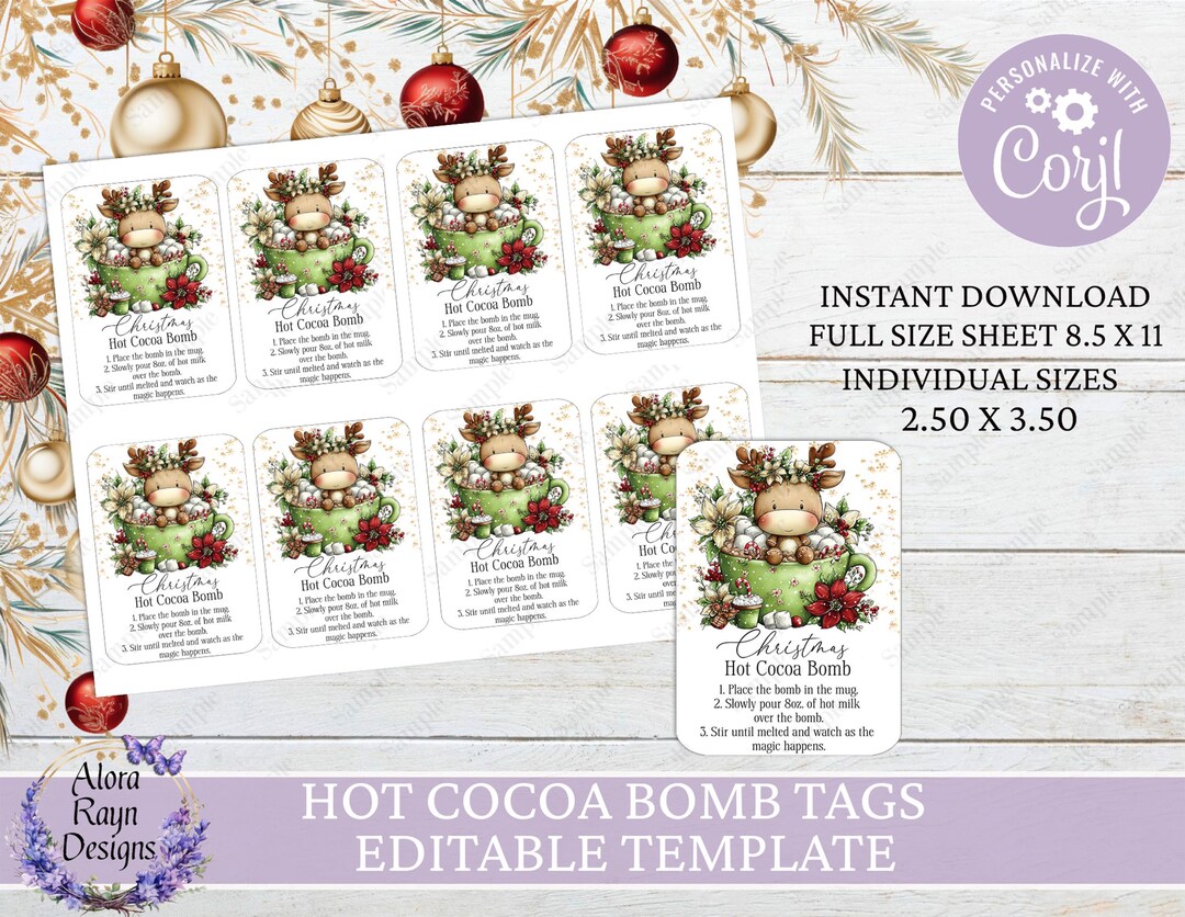 Christmas Hot Cocoa Gift Tag EDITABLE, Christmas Hot Chocolate Gift Tag ...