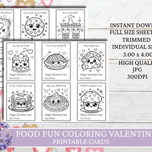 Valentine’s Food Pun Printable Coloring Kids Cards, Food Pun Valentine ...