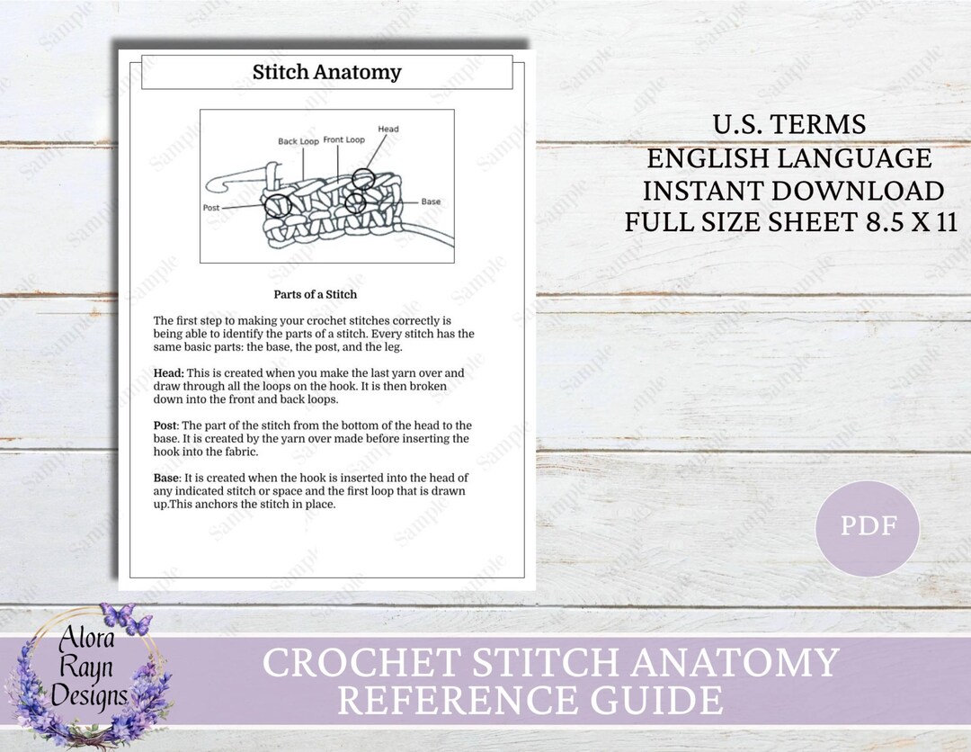Crochet Stitch Anatomy Reference Guide, Learn to Crochet Guide ...