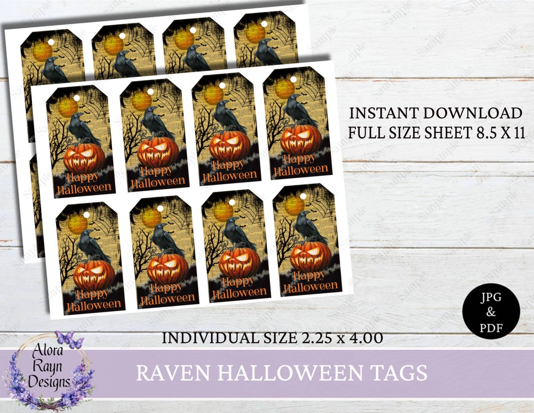 Raven Printable Tags, Printable Tags, Labels, Scrapbook Tags, Raven ...