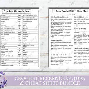 Crochet Reference Guides, Inventory Sheets, and Tags, Printable Crochet ...
