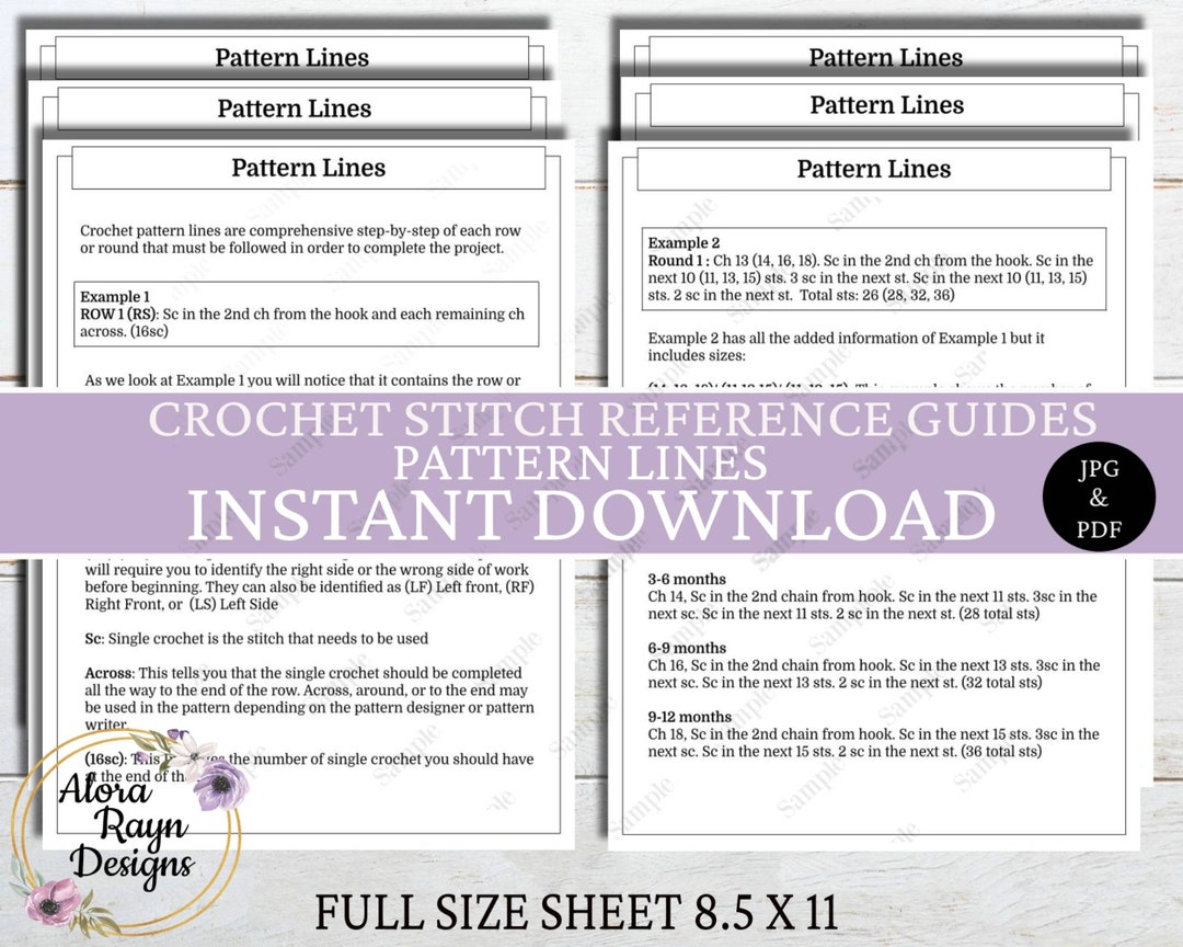 Crochet Pattern Lines Stitch Reference Guides Beginner - Etsy