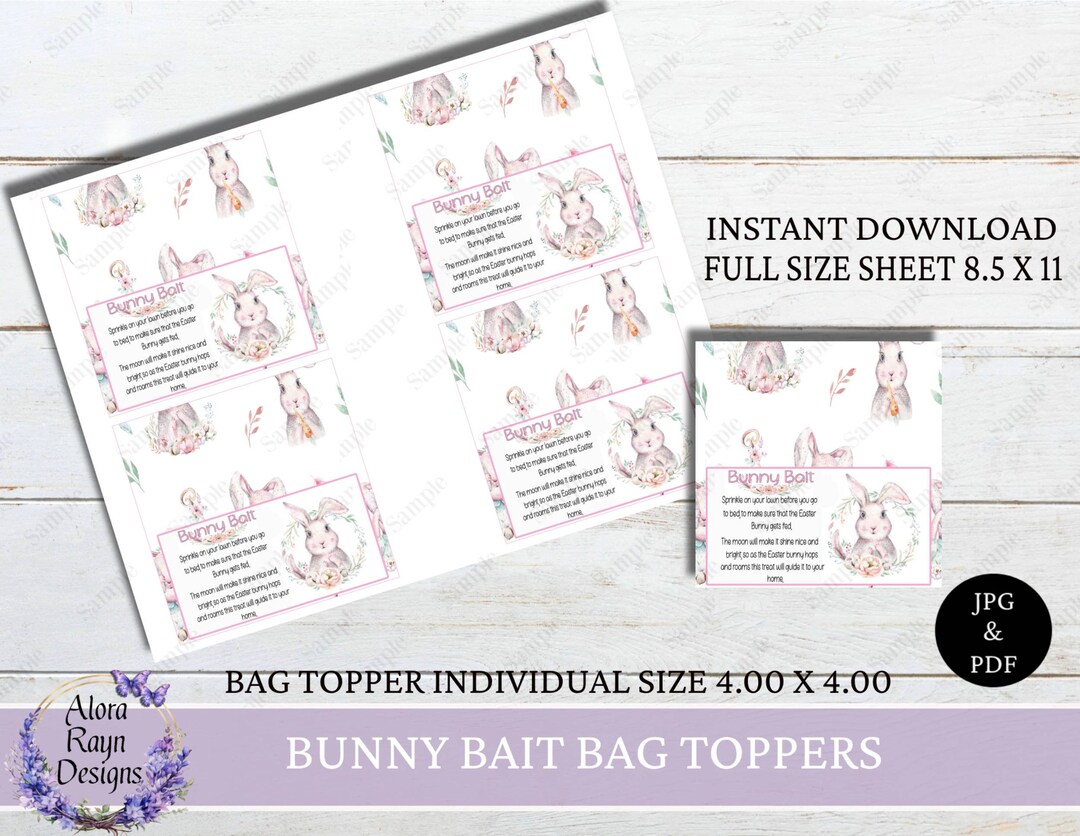 Bunny Bait Printable Bag Toppers, Bunny Bait Labels, Bunny Food Bag ...