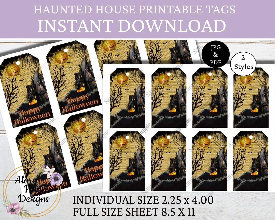 Haunted House Printable Tags, Printable Tags, Labels, Scrapbook Tags ...