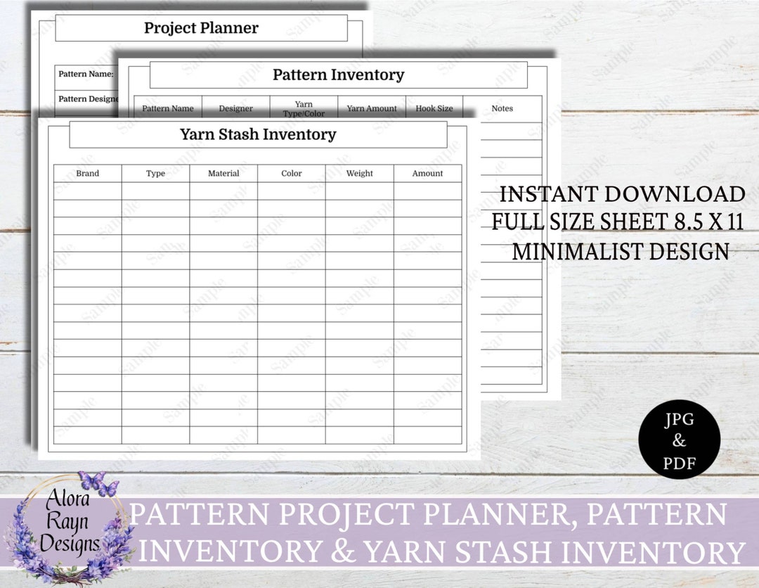 Crochet/knit Project Planner and Inventory Sheets, Project Planner ...
