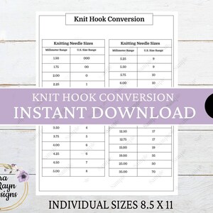 Knit Reference Guides Printable Knit Reference Pages Basic - Etsy