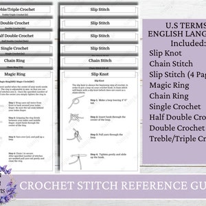 Crochet Stitch Reference Guides, Beginner Crochet Reference Guides, Crochet Stitch, Instant ...