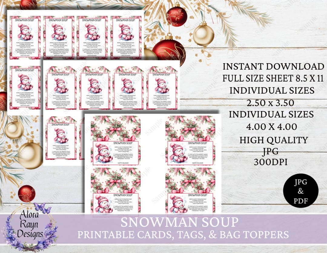 Snowman Soup Printable Tags, Snowman Labels, Snowman Bag Toppers ...
