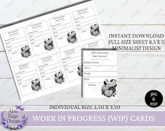 Printable Crochet Work in Progress Cards (WIP Cards) - Etsy