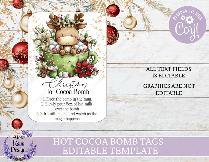 Christmas Hot Cocoa Gift Tag EDITABLE, Christmas Hot Chocolate Gift Tag ...