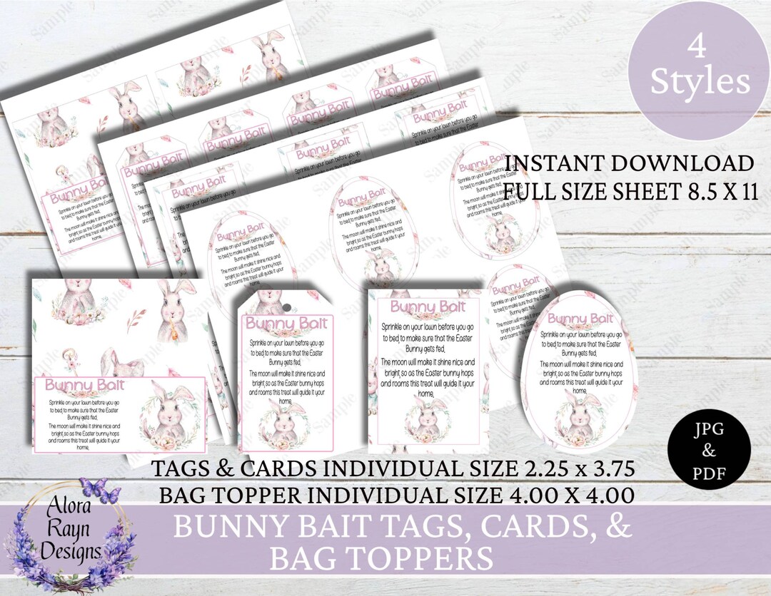 Bunny Bait Tags, Cards, & Bag Toppers Printable, Bunny Bait Printable ...
