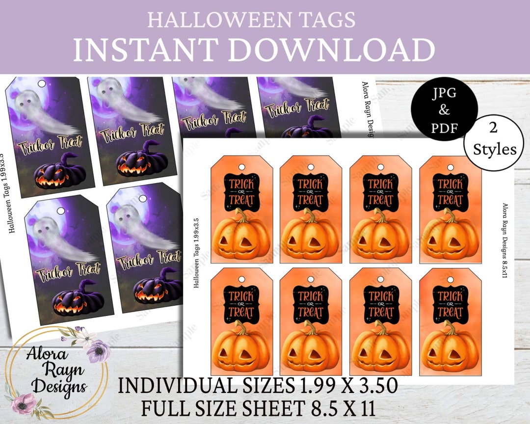 Halloween Trick or Treat Printable Tags Labels Hang Tags - Etsy
