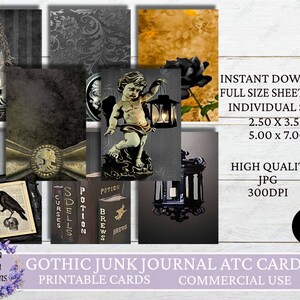 Gothic Junk Journal Cards, Printable Gothic ATC Cards, Digital Download ...