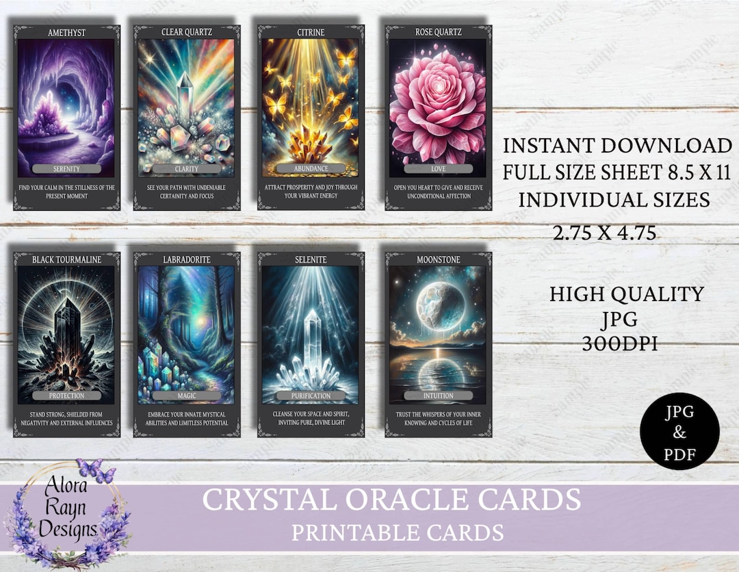 Crystal Oracle Cards, 60 Printable Crystal Cards, Downloadable Oracle ...