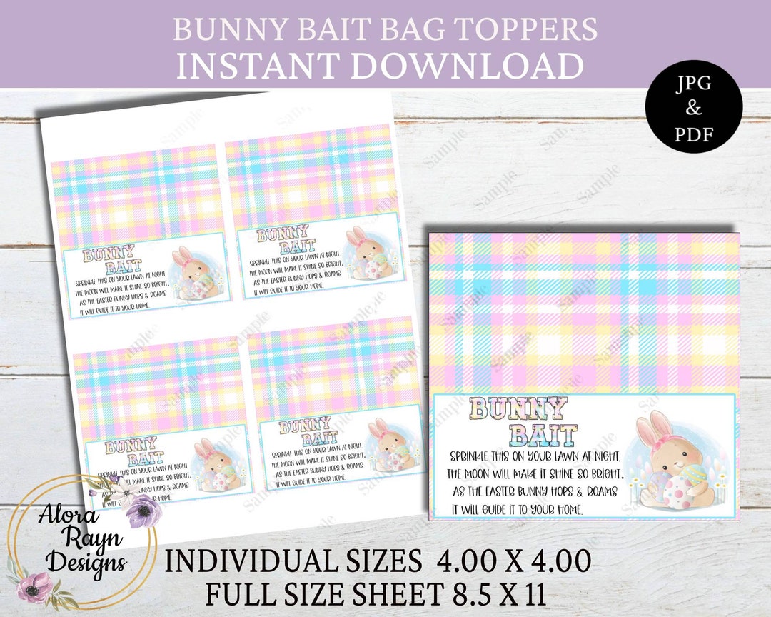 Bunny Bait Printable Bag Toppers, Bunny Bait Labels, Bunny Food Bag ...