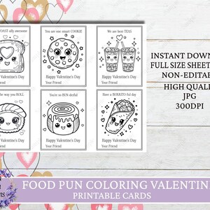 Valentine’s Food Pun Printable Coloring Kids Cards, Food Pun Valentine ...