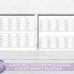 Crochet Reference Guides, Inventory Sheets, and Tags, Printable Crochet ...