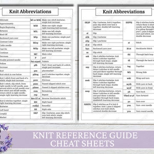 Knit Reference Guidescheat Sheet Bundle, Printable Knit Reference Pages ...